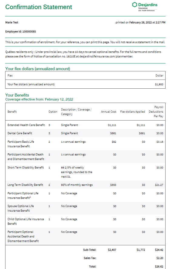 Get your Confirmation Statement - DFS - Desjardins Life Insurance