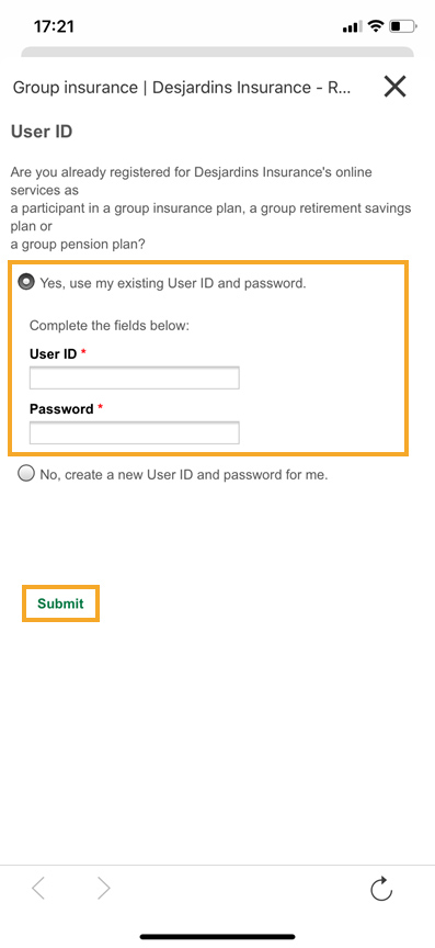 Register for online services - DFS - Desjardins Life Insurance